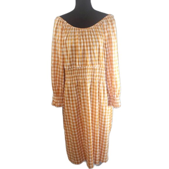 C Est. 1946 | Dresses | Est 946 Orange Gingham Off Shoulder Midi Dress ...